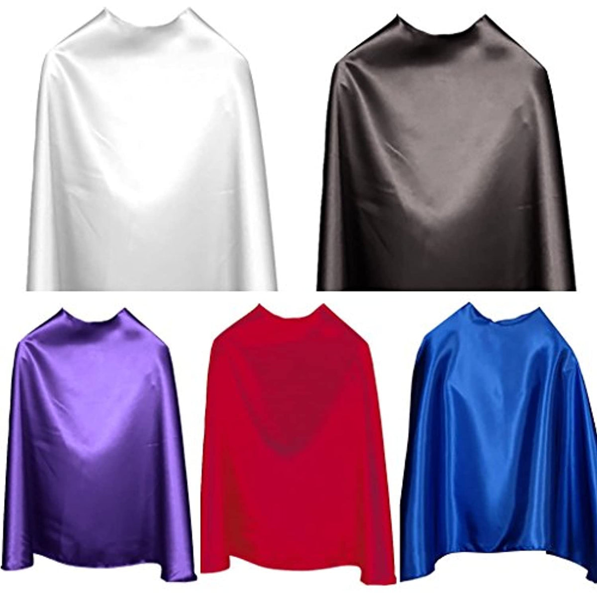 Bulk 5 Pack Large Super Hero Costume Capes in Assorted Colors for Adul ...